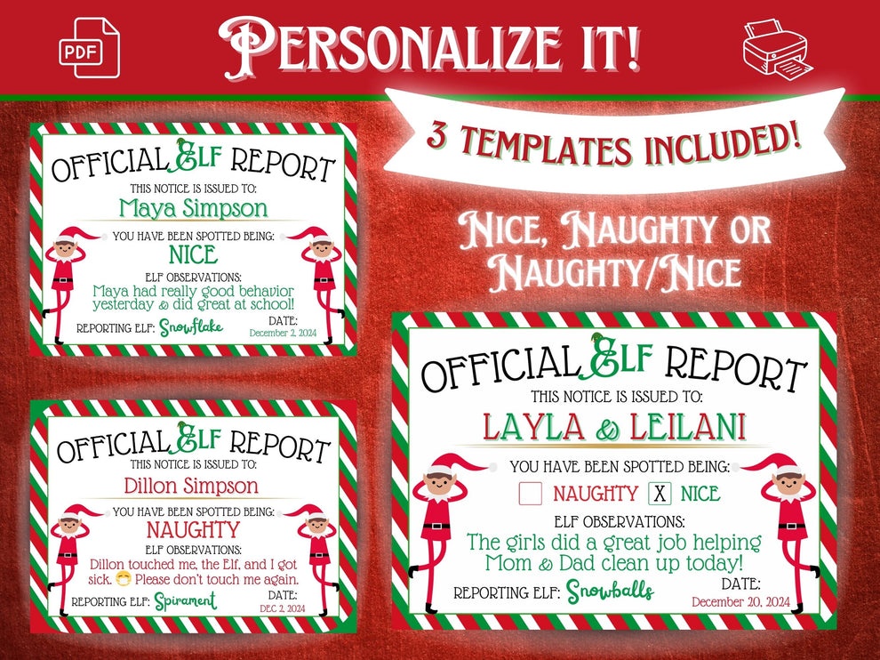 Official Elf Report | Printable Naughty or Nice Certificate (Editable ...